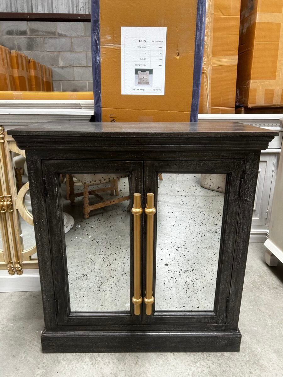 Black mango chest with gold handles – Global Imports